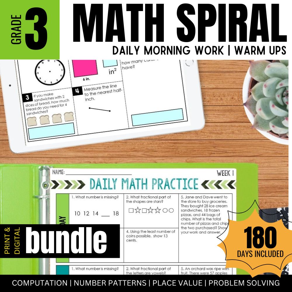 3rd Grade Math Spiral Review | Daily Warm-Ups & Morning Work ...