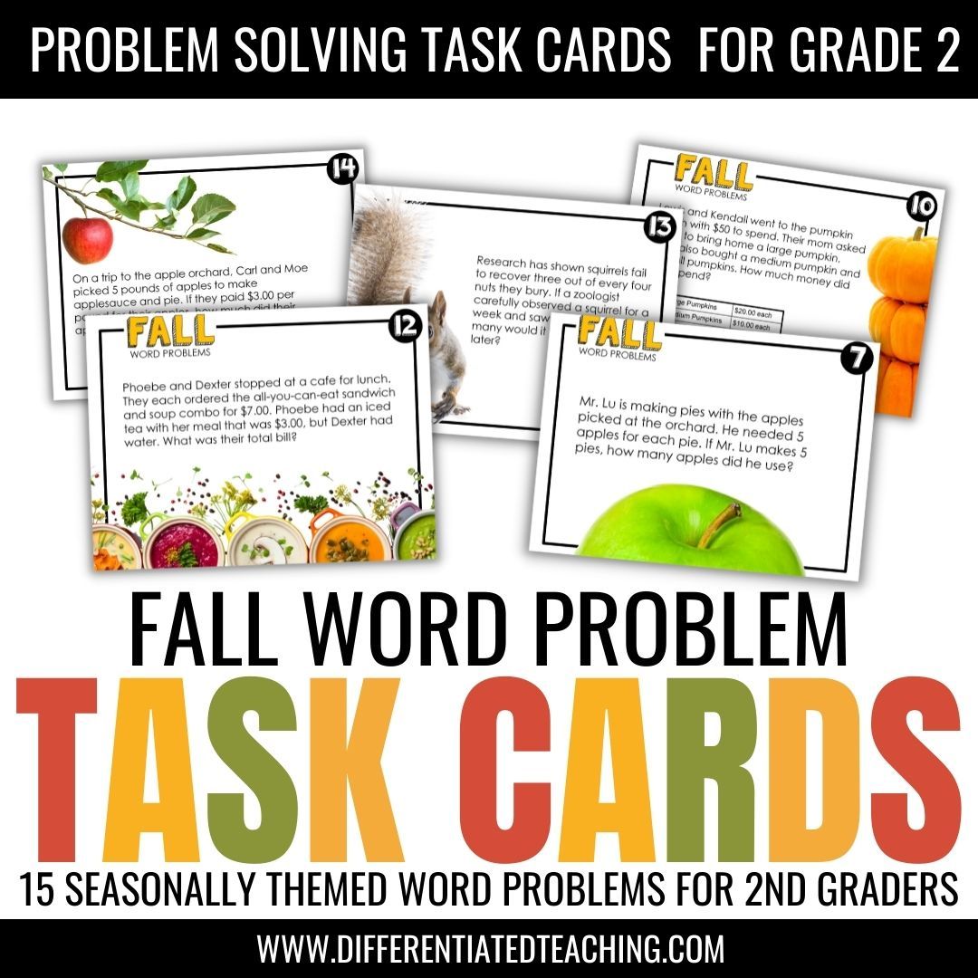 Fall Word Problems: Seasonal Story Problem Task Cards for Math ...