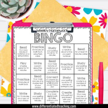 Homework Choice Boards | Differentiated Homework Menus for May ...